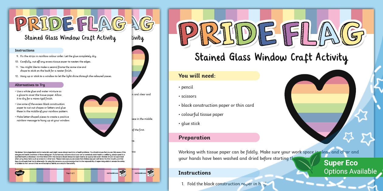 Pride Flag Stained Glass Window Craft Activity - Twinkl