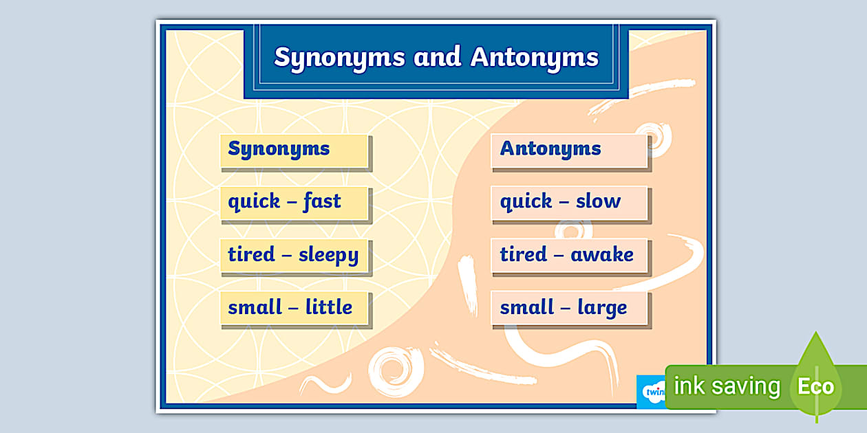 Synonyms and Antonyms Display Poster (teacher made) - Twinkl
