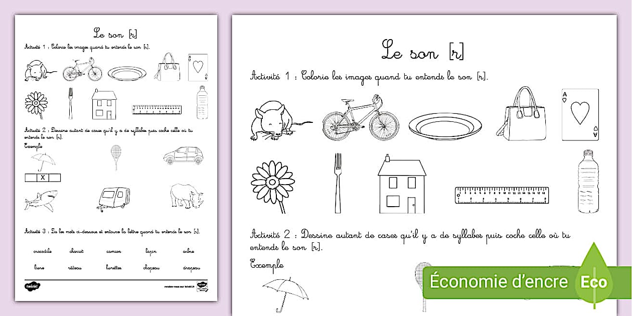 Feuille d'activités : Le son [r] (teacher made) - Twinkl