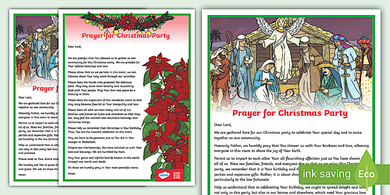 Prayer for Christmas Party: Posters | Grades 2 - 6 | Twinkl