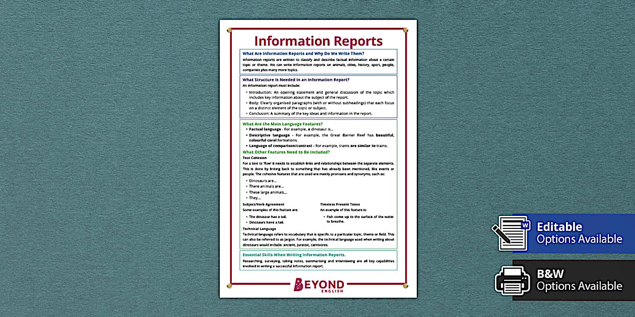 Information Report Poster - Beyond Secondary English