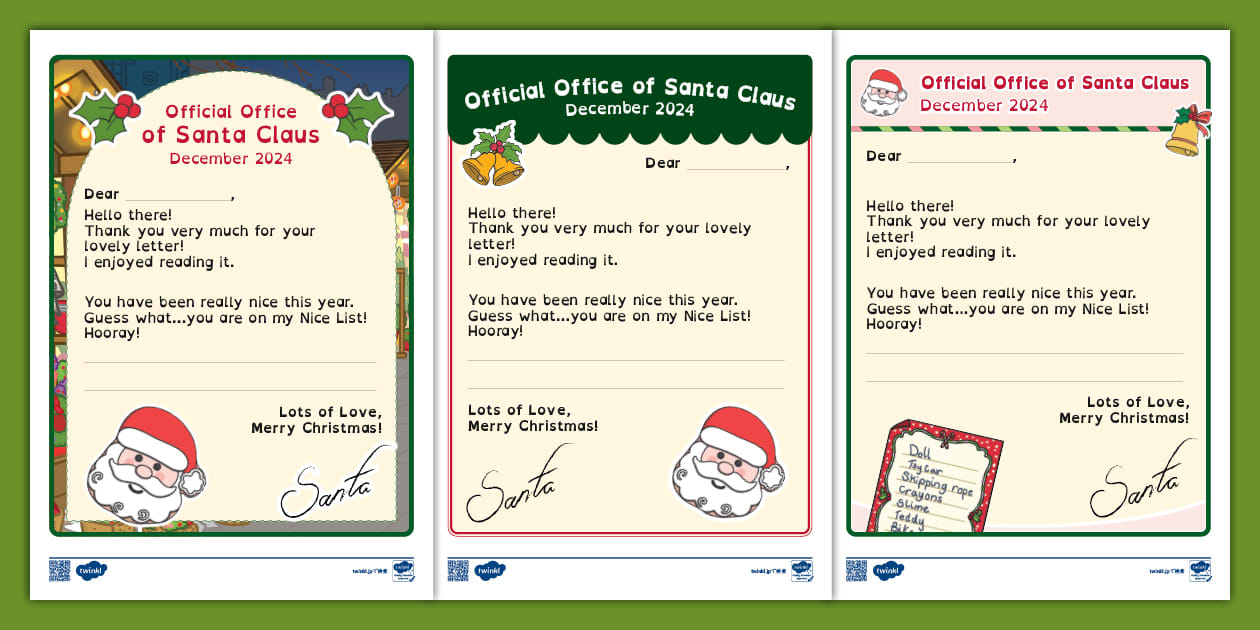 Reply From Santa letter in English - Dyslexia Font サンタからの手紙 ディスレクシア フォント