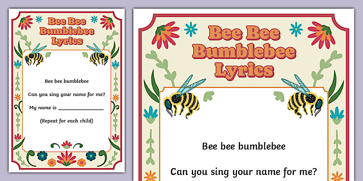 Bee Bee Bumblebee Love yrics (teacher made) - Twinkl
