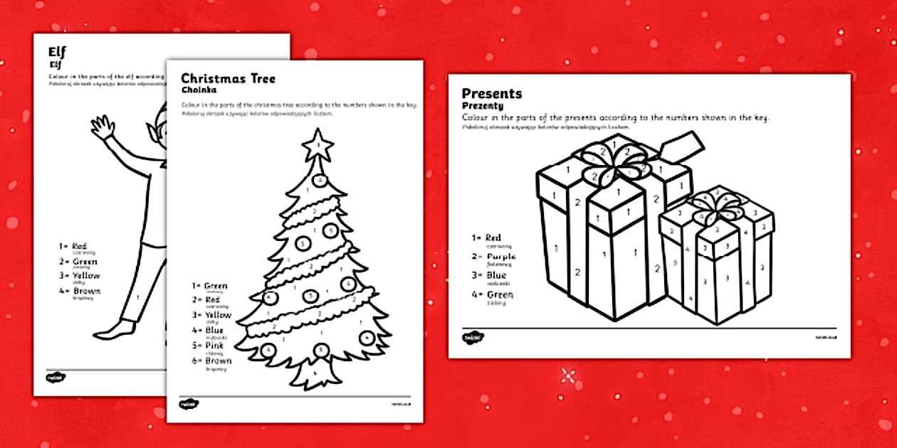 Elf Themed Colour by Number English/Polish - Elf Themed Colour by Number