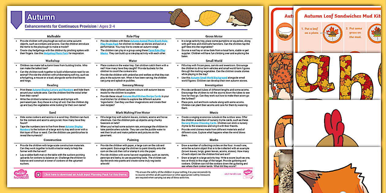 Autumn Continuous Provision Planning Ideas Pack (Ages 2-4)