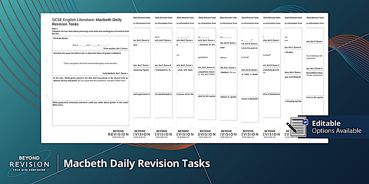 Macbeth Daily Revision Tasks | GCSE Shakespeare | Beyond