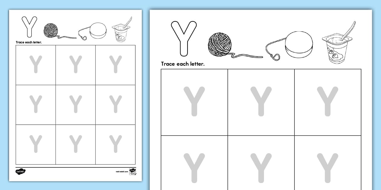 Uppercase Letter Y Tracing Worksheet (teacher made) - Twinkl