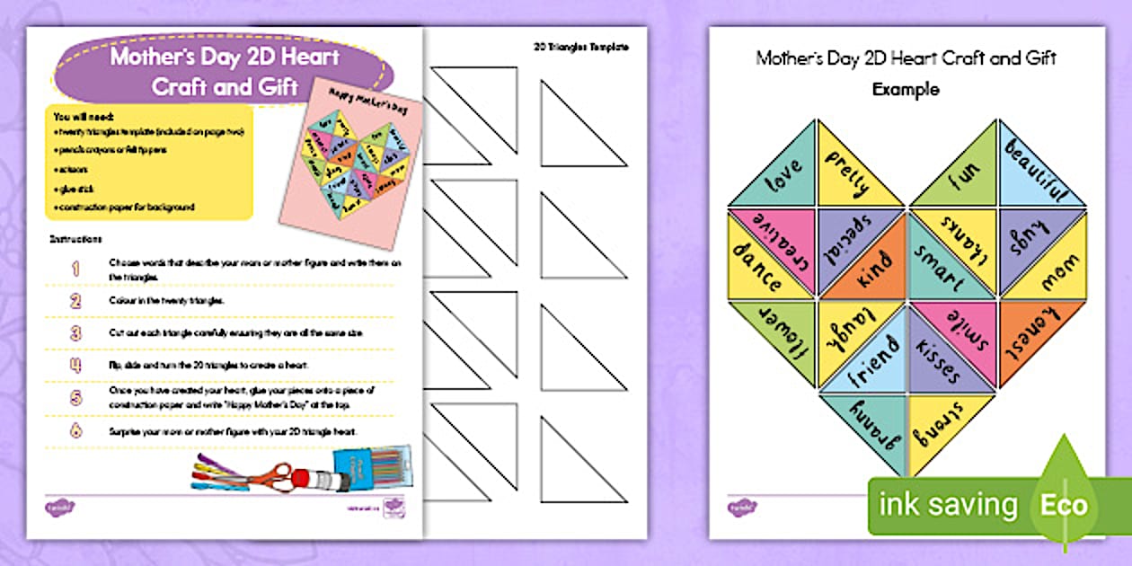 Mother's Day Heart - Instructions and Template - Twinkl