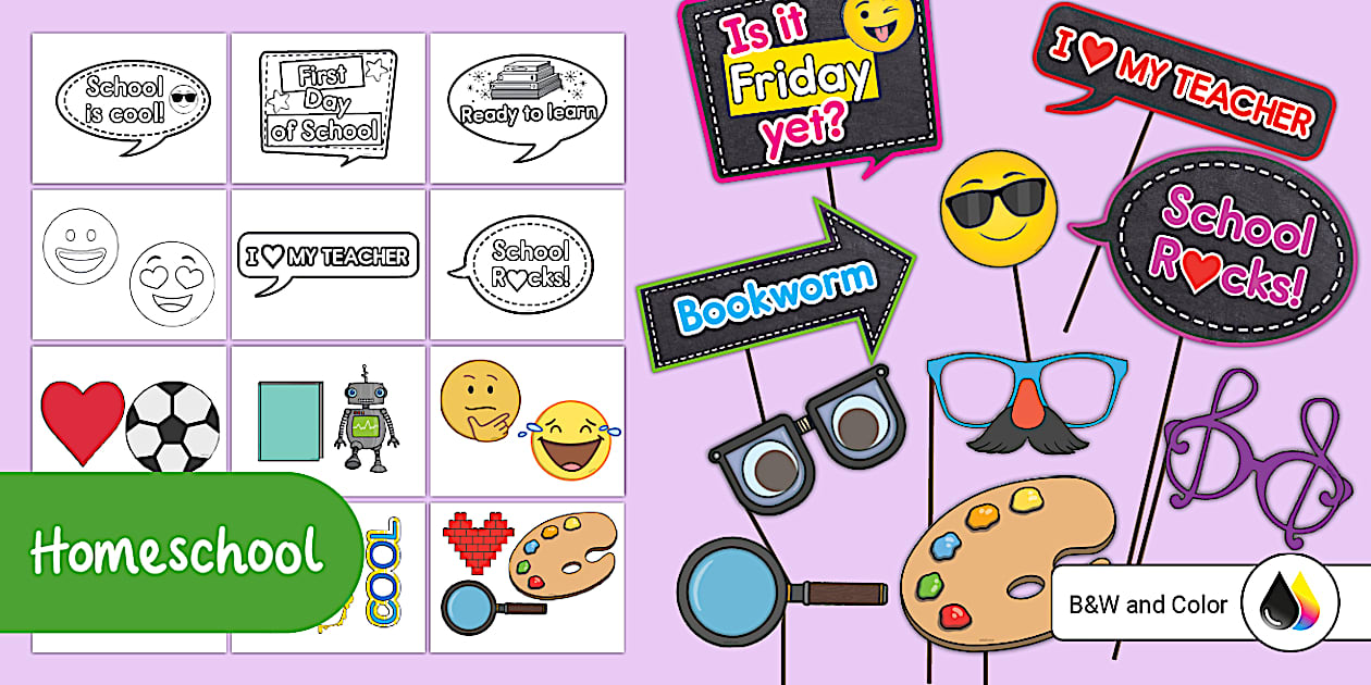 Back to School Photo Booth Props (Teacher-Made) - Twinkl