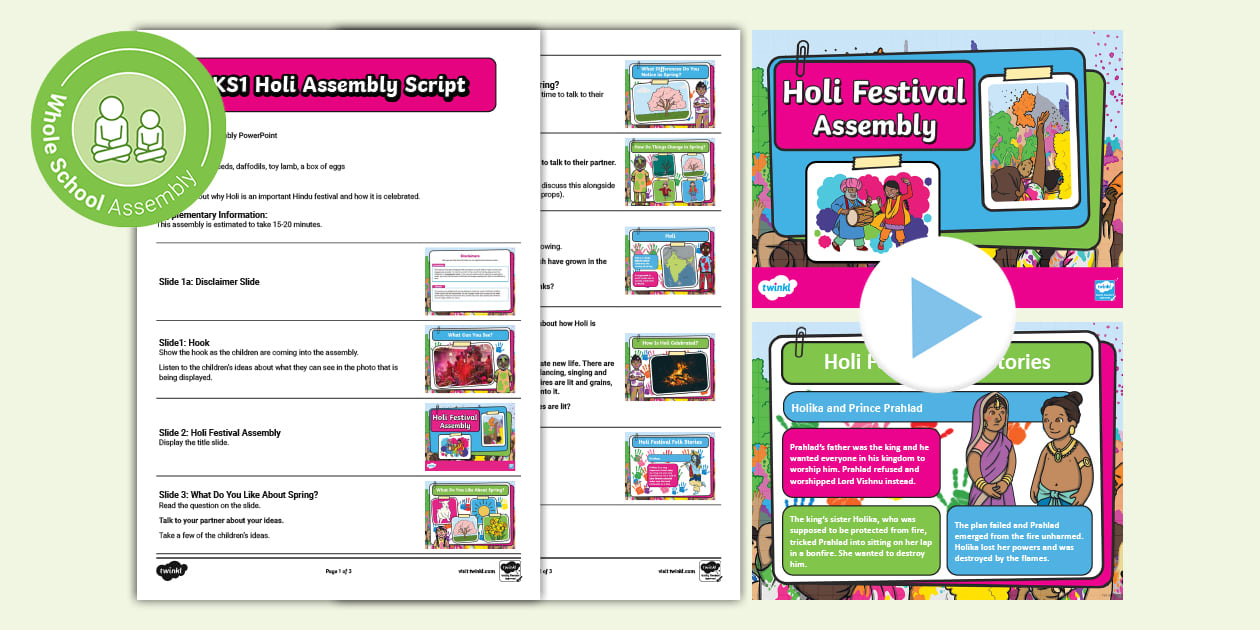 KS1 Holi Assembly Pack (teacher made) - Twinkl