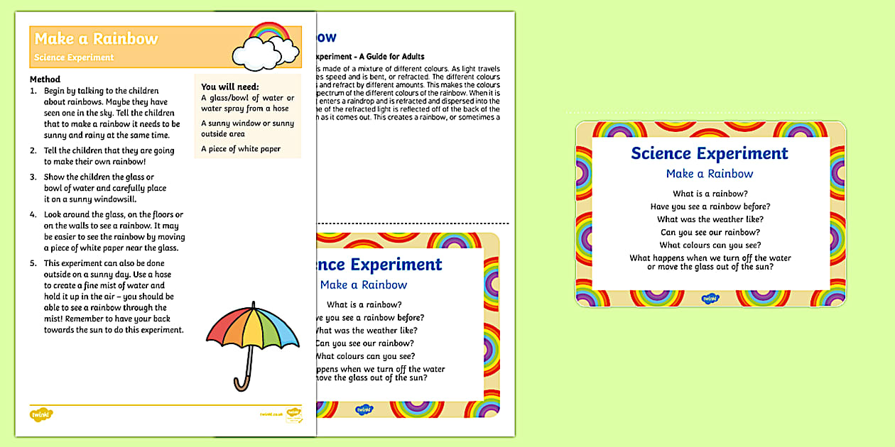 Rainbow Activities for Early Years - Science Experiment