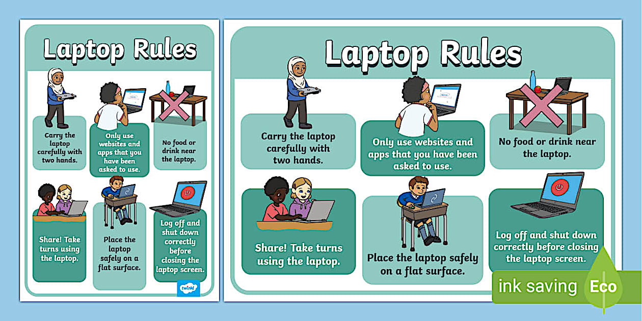 KS1 Laptop Rules Poster (teacher made) - Twinkl
