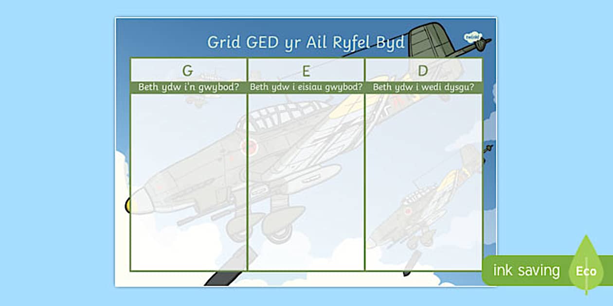 Grid Dysgu Cymraeg (GED): Yr Ail Ryfel Byd - Twinkl