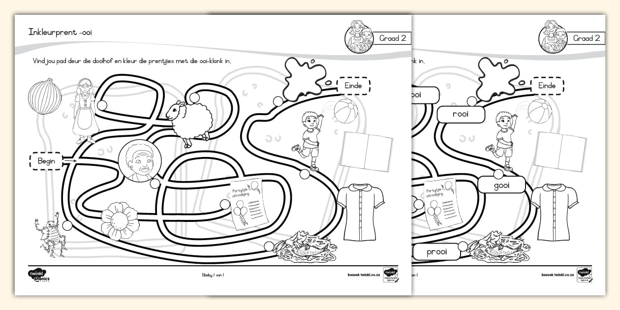 Graad 2 Klanke Inkleurprent -ooi (teacher made) - Twinkl