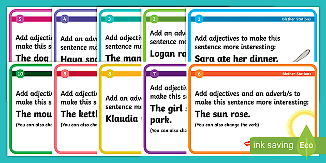 Editable Improving Sentences with Adjectives and Adverbs Blether Stations