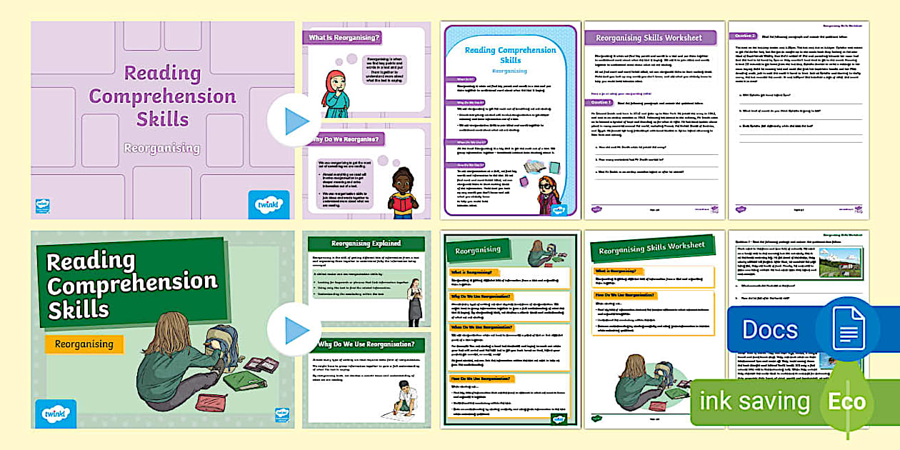 Reading Comprehension Skills Pack: Reorganising (Year 3-6)