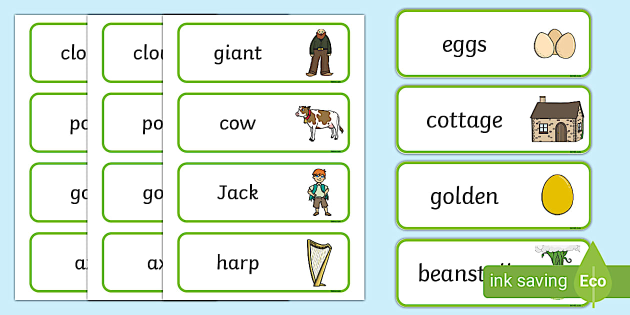 Editable Jack and the Beanstalk Word Cards (teacher made)