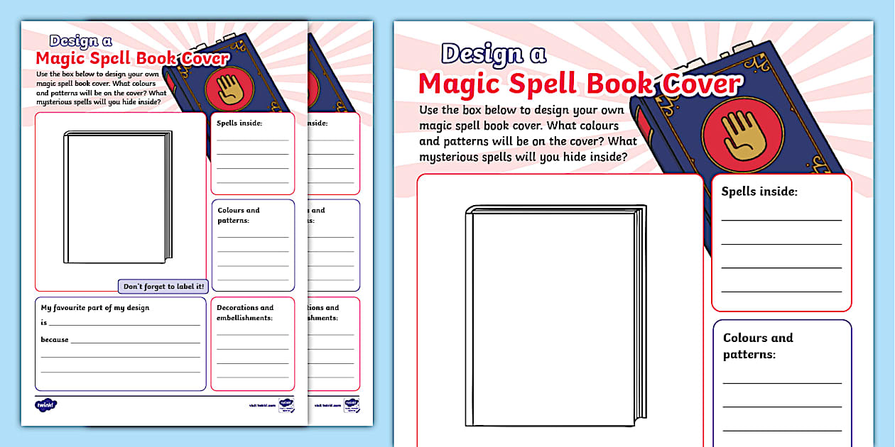 Design a Magic Spell Book Cover Worksheet (teacher made)