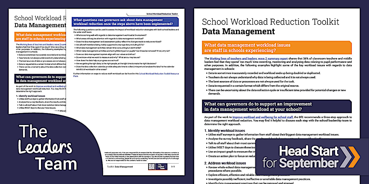 Guidance for Governors: Workload Reduction - Data Management