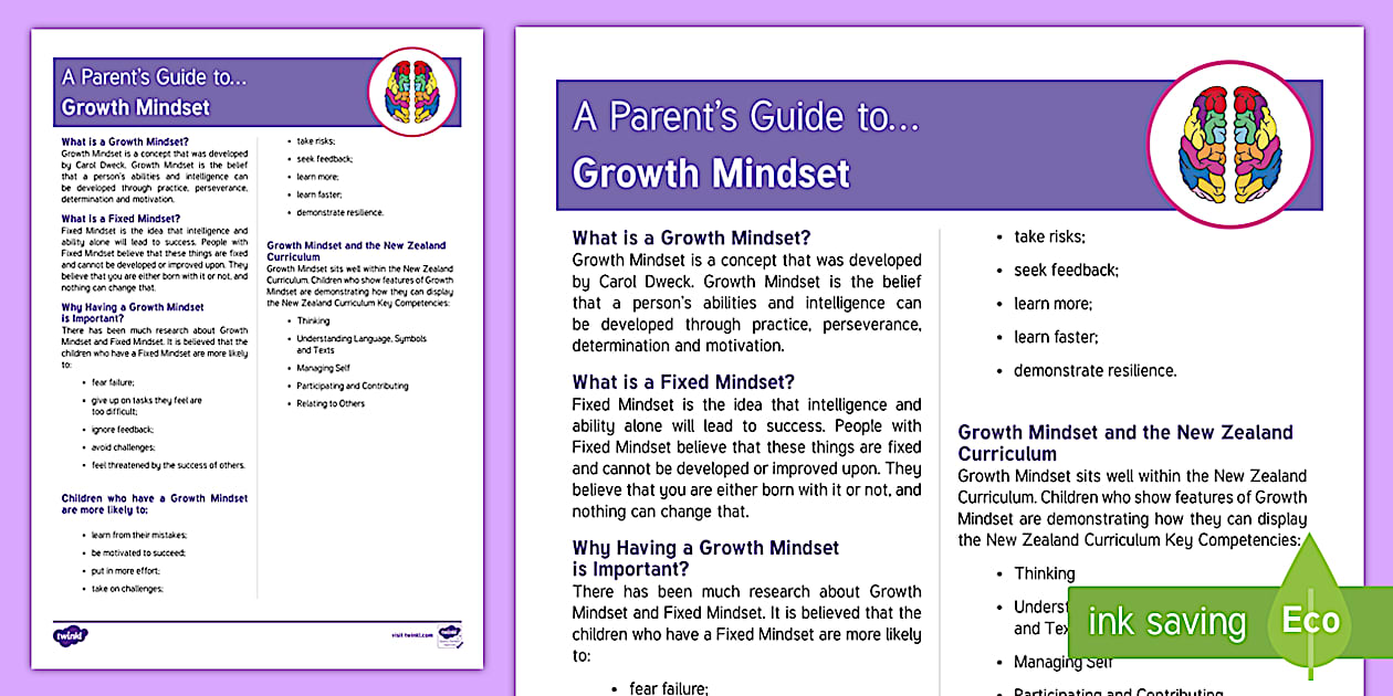 Editable New Zealand Growth Mindset Parent and Carer Information Sheet