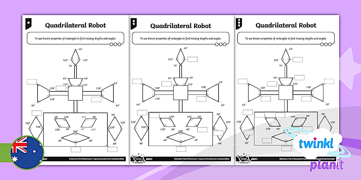 Year 5 Measurement: Quadrilateral Robot Home Learning Tasks