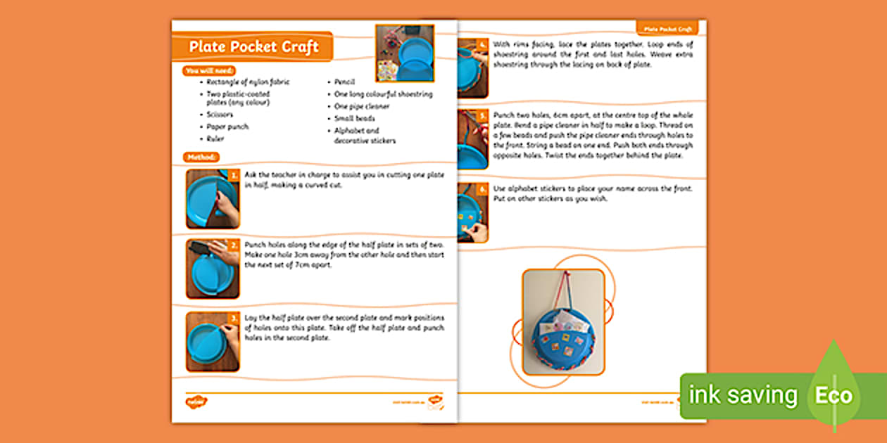 Plate Pocket Craft (teacher made) - Twinkl