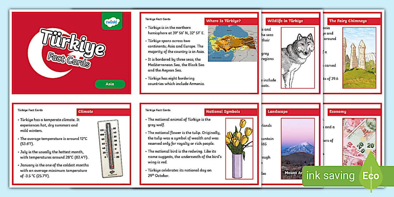 KS2 Türkiye Fact Cards - Geography - Asia - Twinkl
