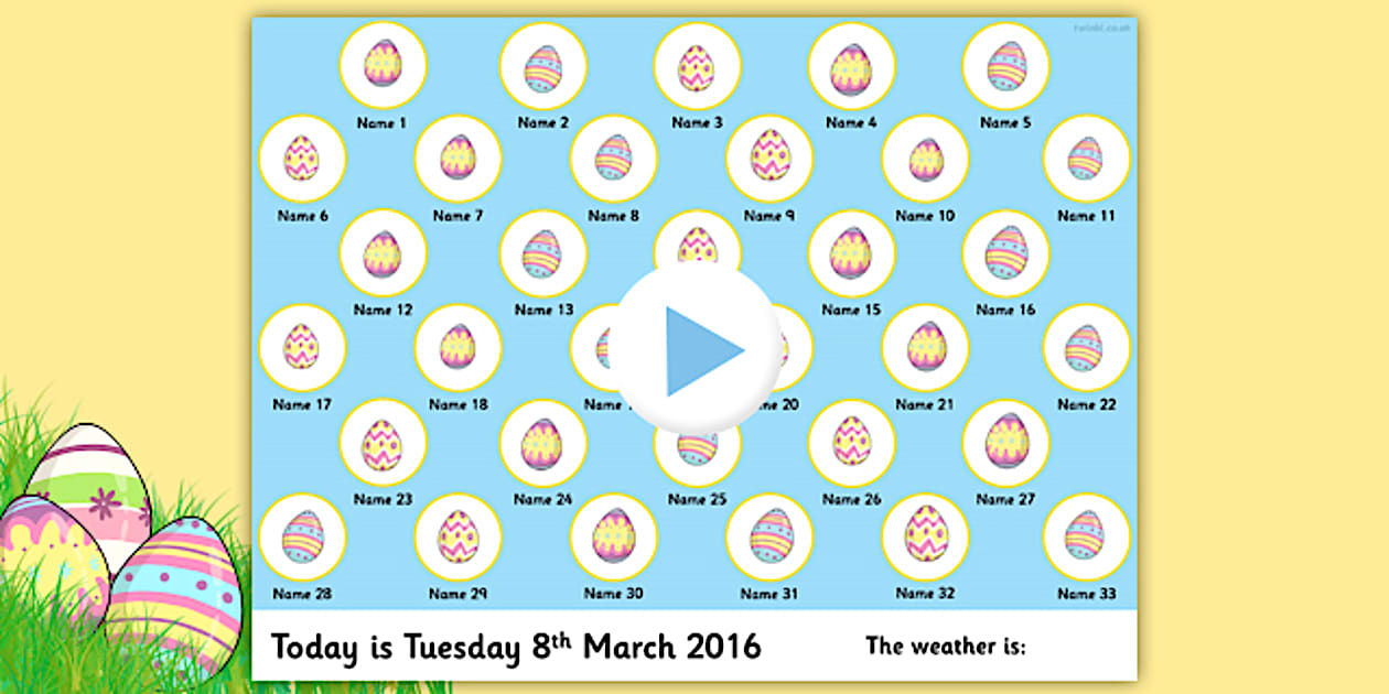 Easter Themed Self Registration Flipchart - Easter Themed Self Registration