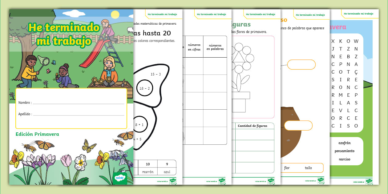 Cuadernillo: He terminado mi trabajo - Primavera - Twinkl