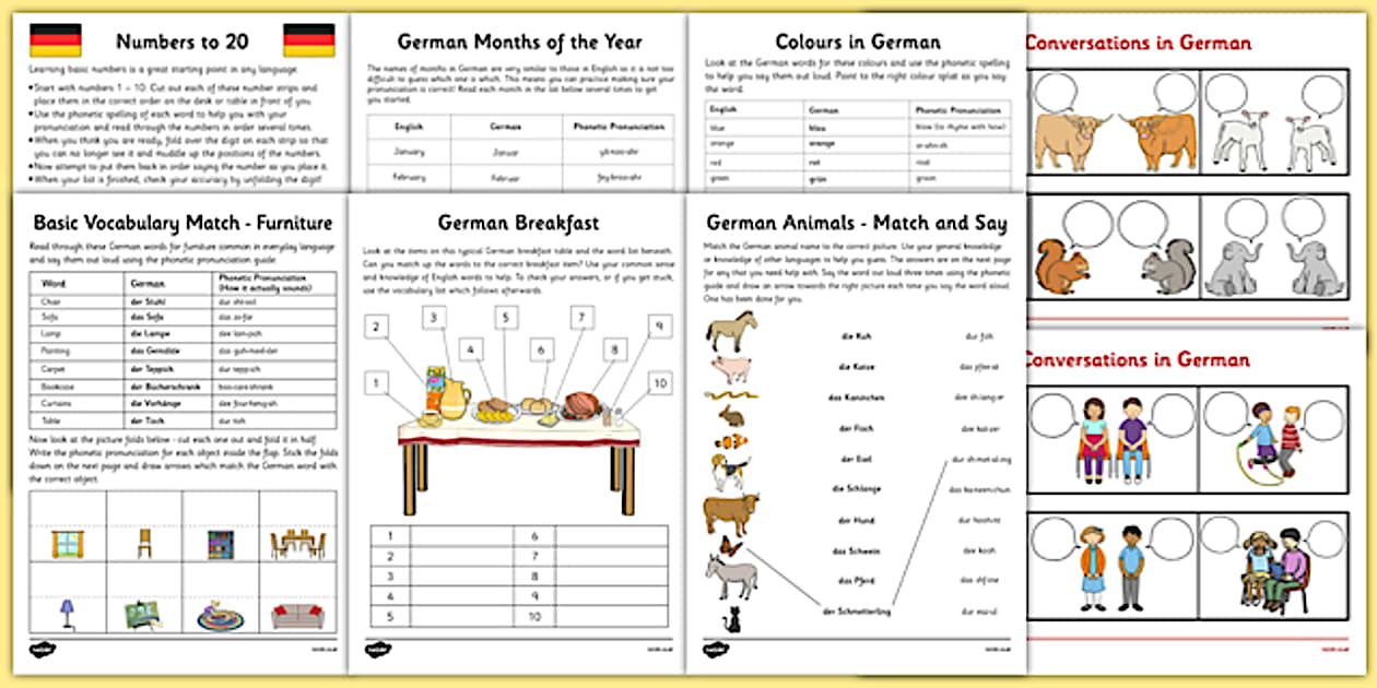 Learn German Worksheet Starter Pack (teacher made) - Twinkl