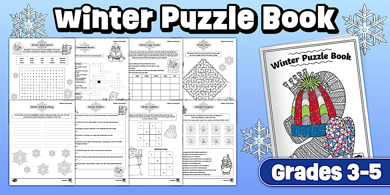 Winter Puzzle Book for 3rd-5th Grade