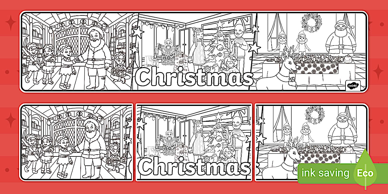 Christmas Colouring Display Banner (Teacher-Made) - Twinkl
