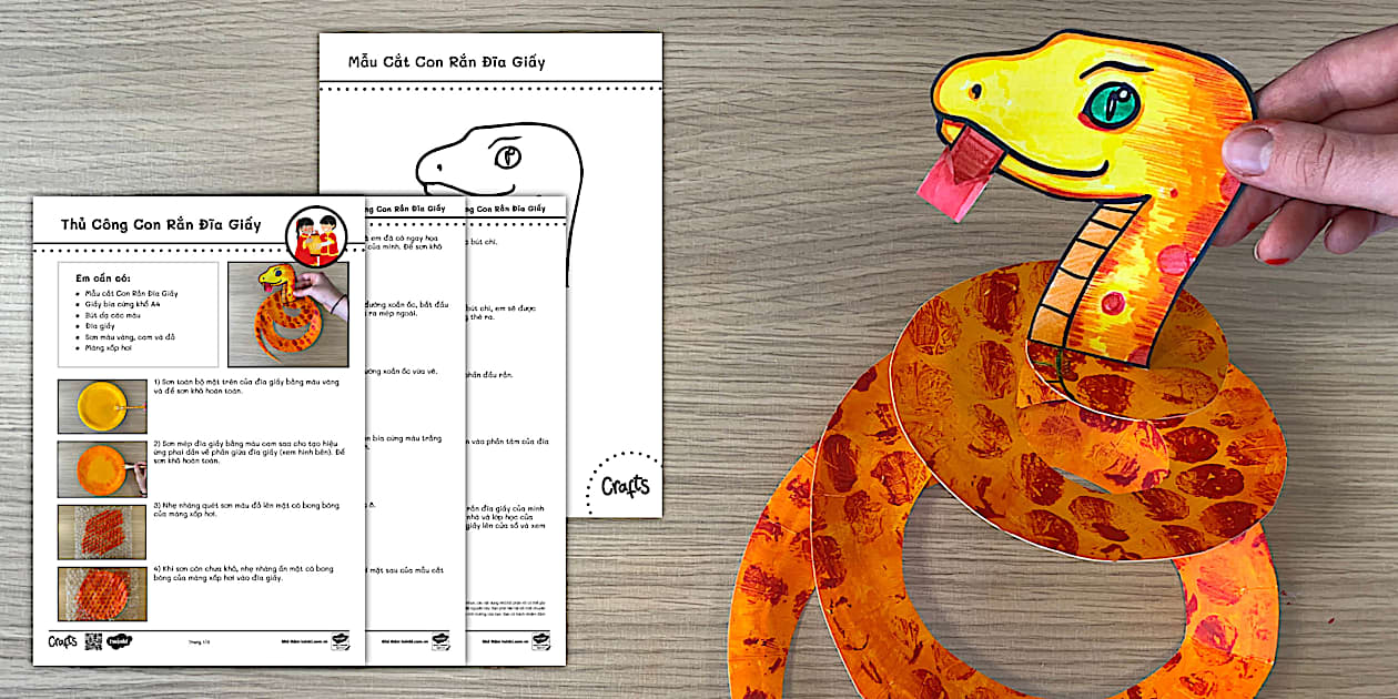 Thủ Công Con Rắn Đĩa Giấy Trang Trí Tết Nguyên Đán