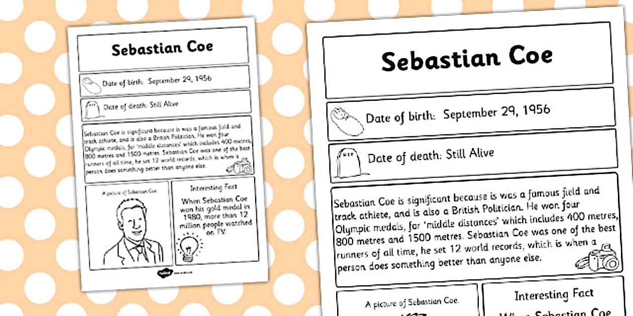 Sebastian Coe Significant Individual Fact Sheet - fact sheet