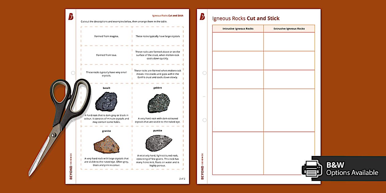 Igneous Rocks Cut and Stick