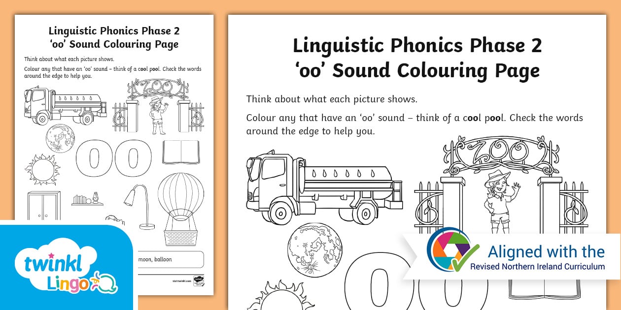 Linguistic Phonics Phase 2 'oo' Sound Colouring Page