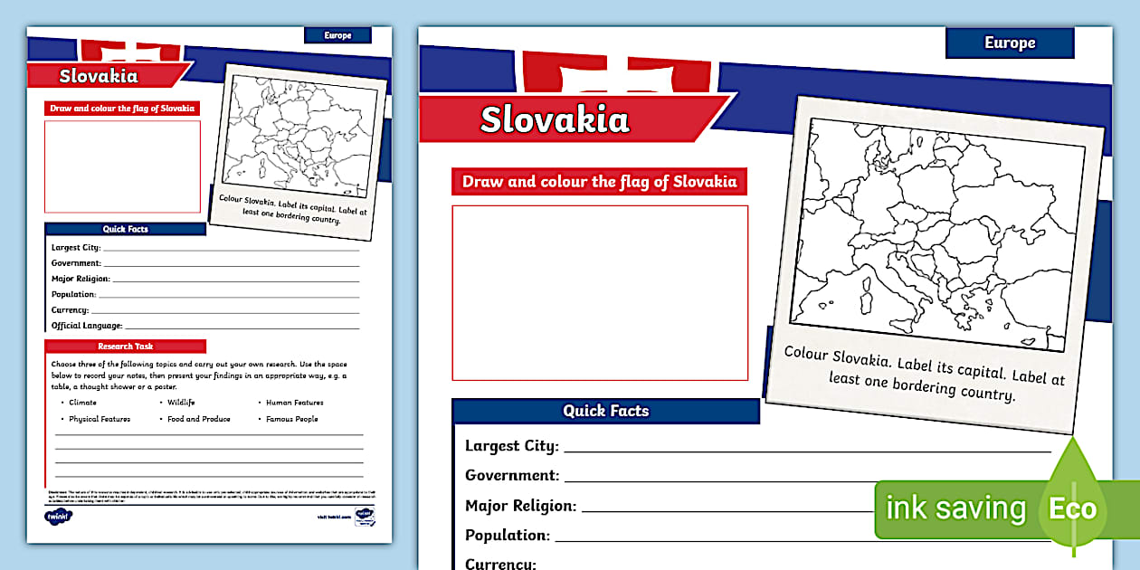 KS2 Slovakia Research Activity (teacher made) - Twinkl