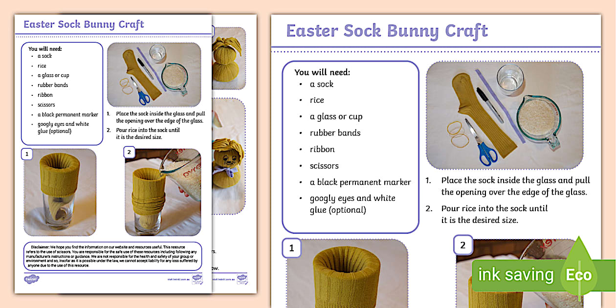 Easter Bunny Sock Craft (Teacher-Made) - Twinkl