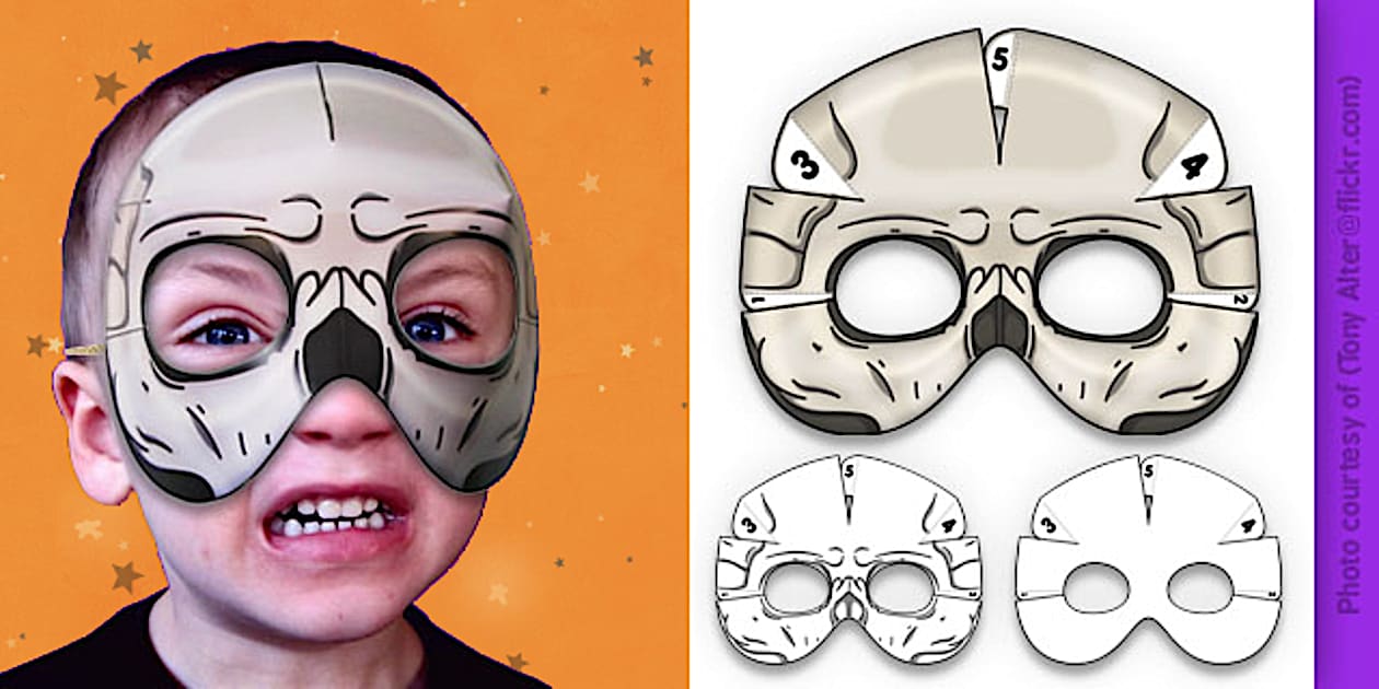 3D Halloween Skeleton Mask - Twinkl