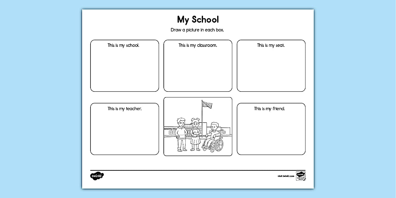 My School Drawing Worksheet | Back to School | Twinkl USA