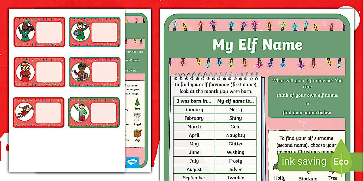 Elf Name Labels (teacher made) - Twinkl