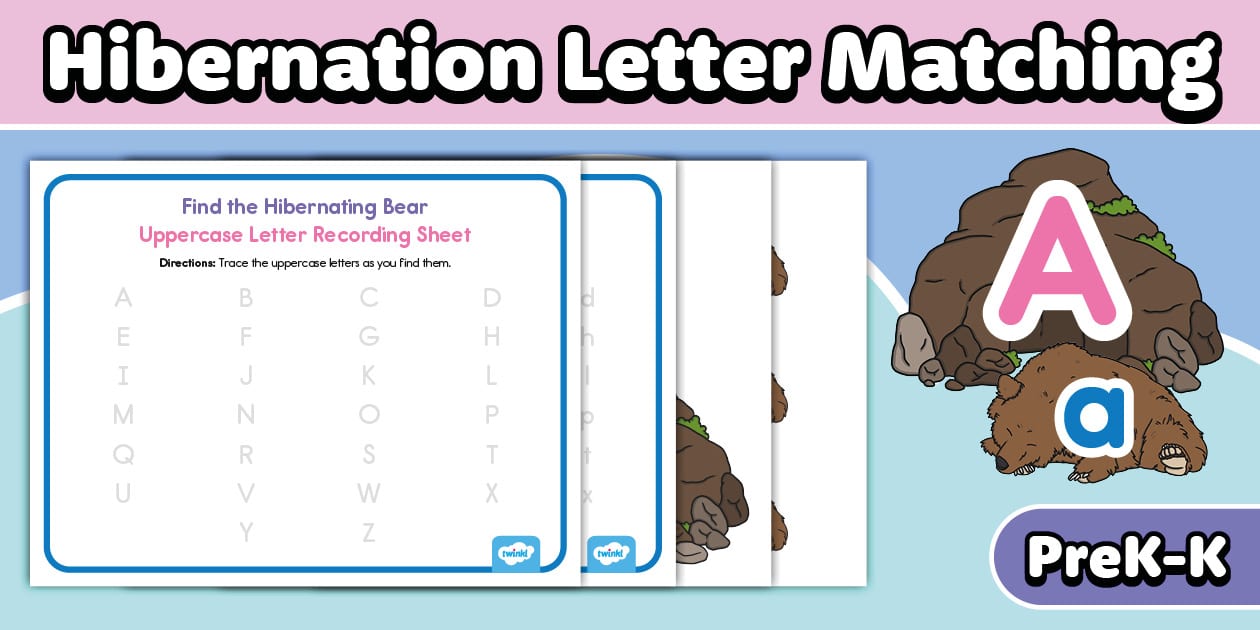 Alphabet Letter Hunt: Hibernating Bear Pocket Chart
