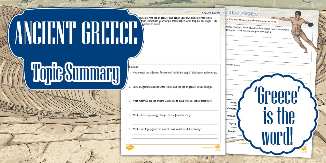 Ancient Greece Topic Summary Template