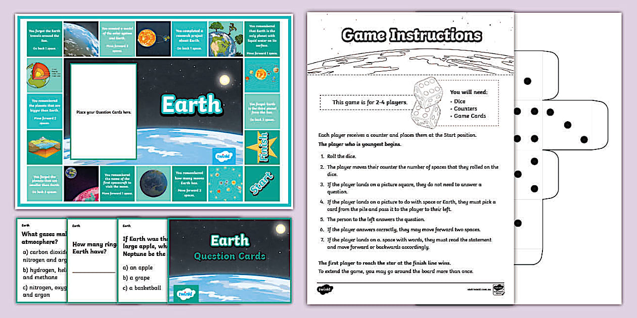 Earth Board Game (teacher made) - Twinkl