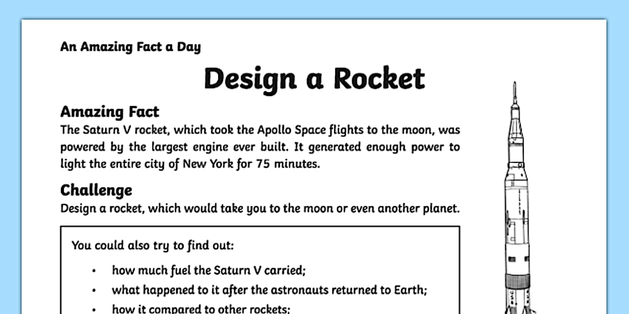 Design a Space Rocket KS2 Worksheet - Amazing Fact a Day