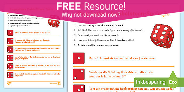 FREE! - Begripslees Dobbelsteen-Speletjie (teacher made)