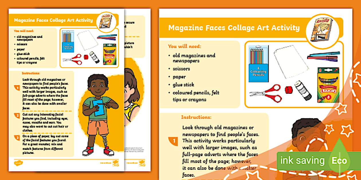 Magazine Faces Collage Art Activity (teacher made) - Twinkl