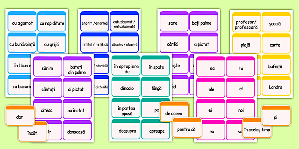 Părți de vorbire - Cartonașe - Twinkl