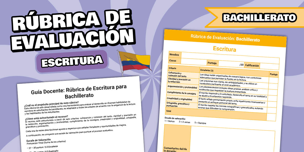 Rúbrica de Escritura Bachillerato - Colombia (teacher made)