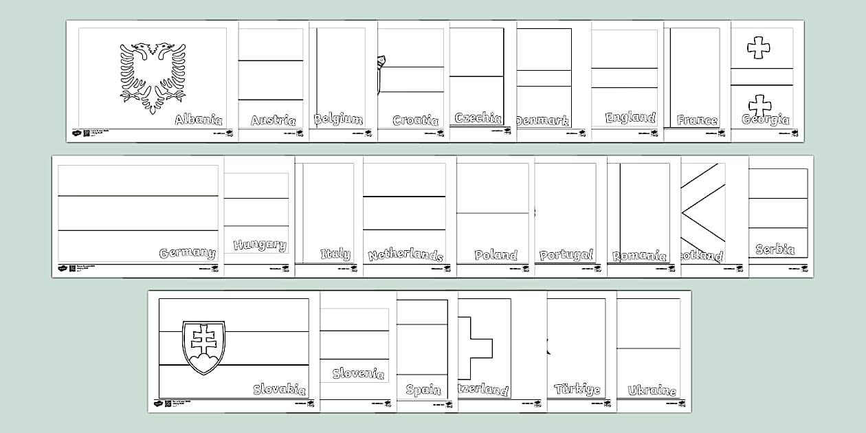 2024 Men's Euros Flag Colouring Pages (teacher made)